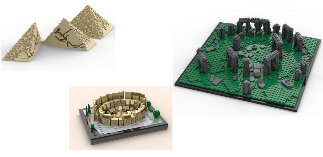 Modelli 3D con i mattoncini LEGO - Stonehenge, Piramide di Cheope ...